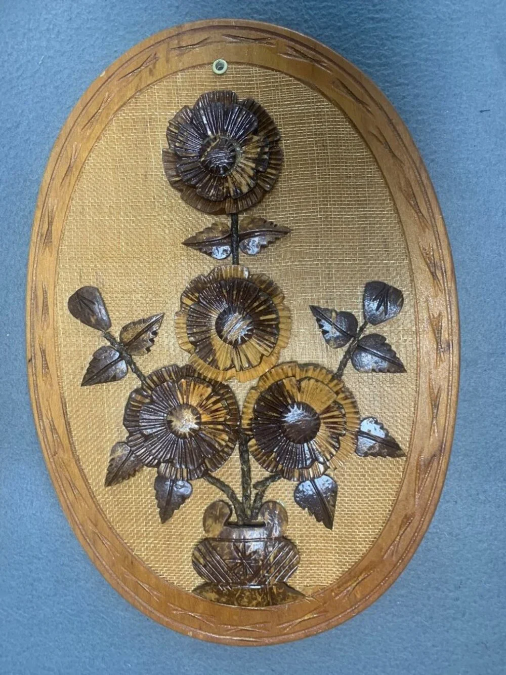 unbranded | Wall Decor | Carved Coconut Shell Art 3d Veneer Floral Wall ...